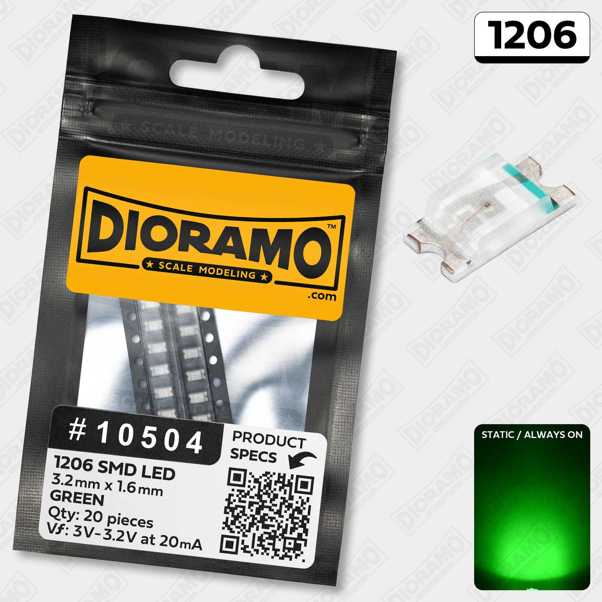 1206 Green SMD LED Components. 20 pcs. — Dioramo Scale Modeling