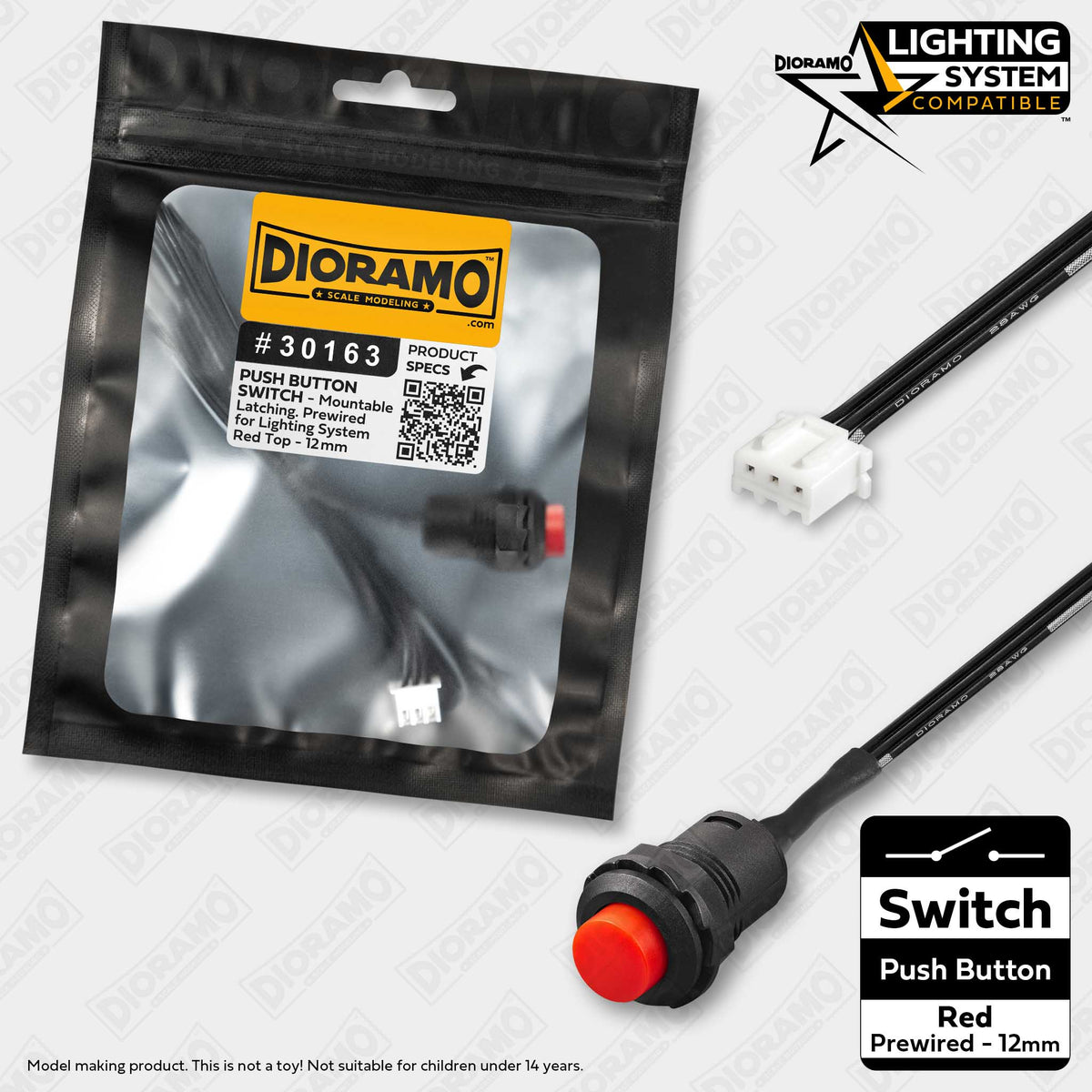 Switch ON-OFF Red Latching Push Button Prewired for Lighting System ...