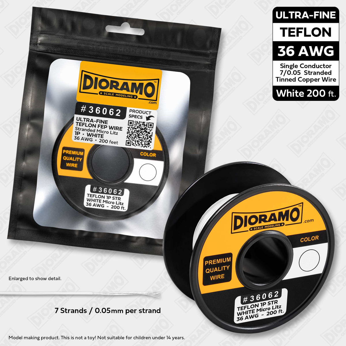 36 AWG Ultra-Fine White Micro Litz Stranded Electrical Wire 200 ft ...