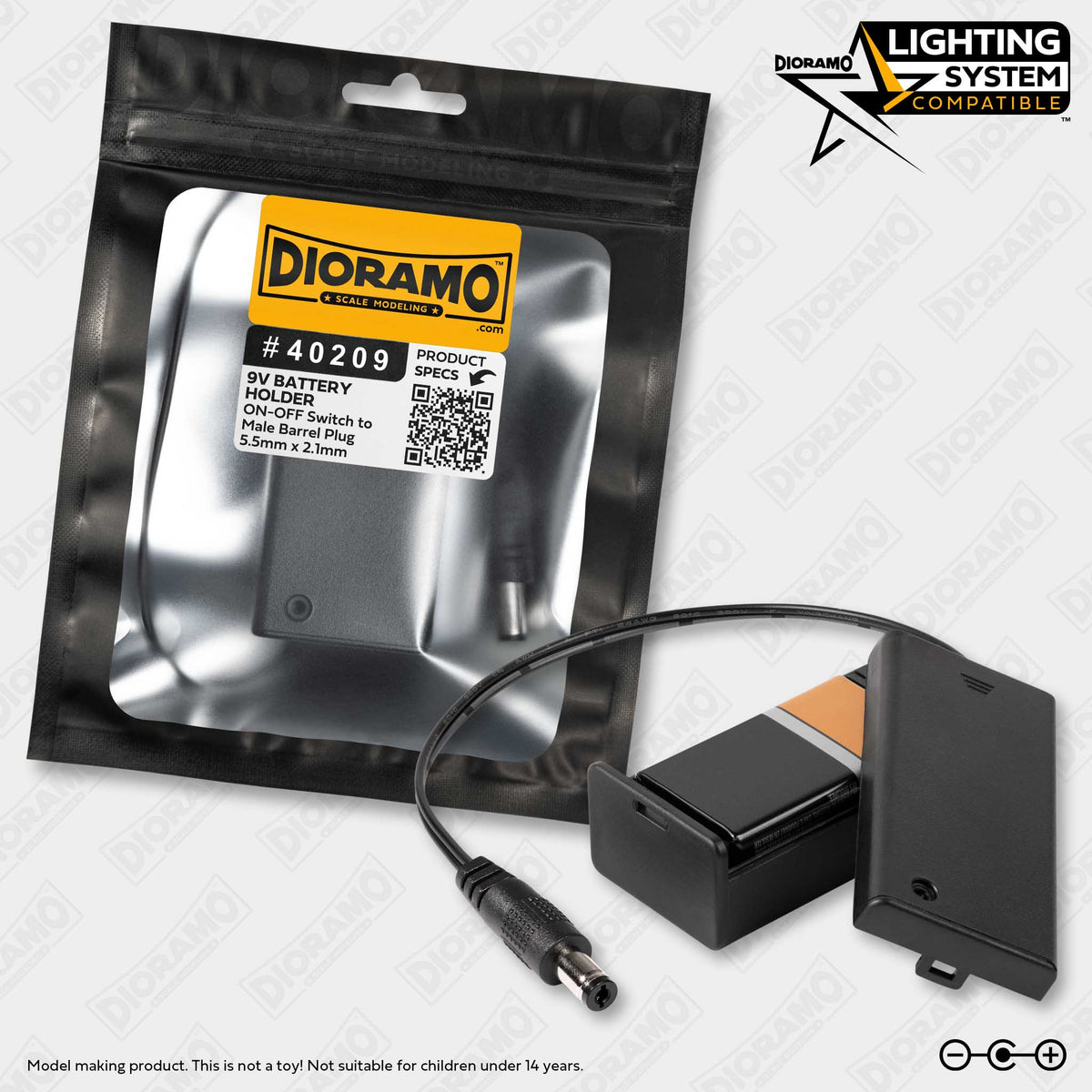 9V Battery Holder with Switch to 5.5x2.1mm Male Barrel Plug — Dioramo ...