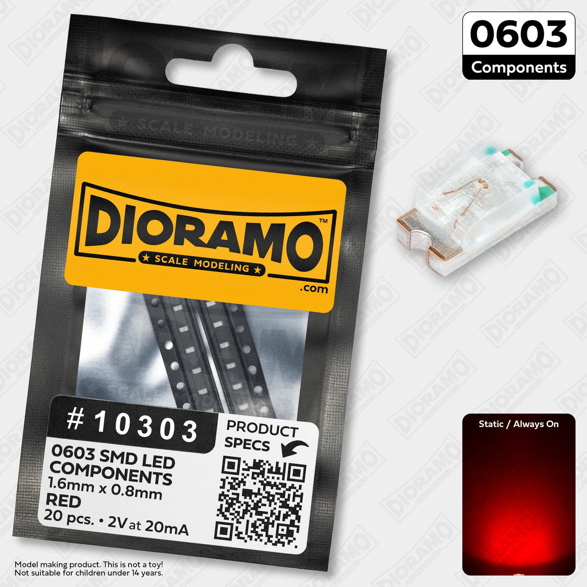 0603 Red SMD LED Components. 20 pcs. — Dioramo Scale Modeling