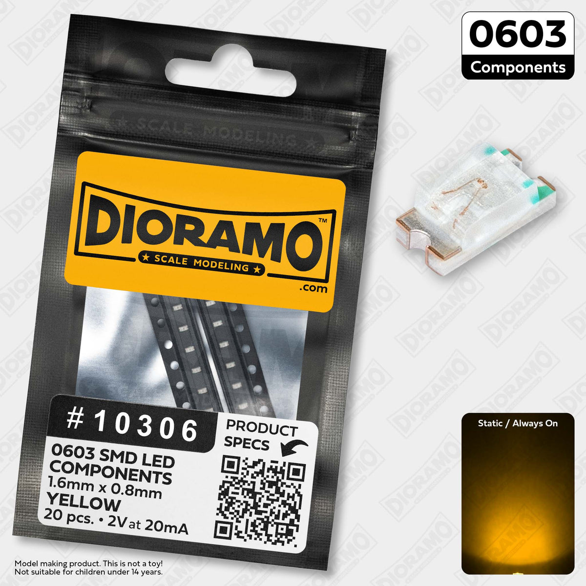 0603 Yellow SMD LED Components. 20 pcs. — Dioramo Scale Modeling