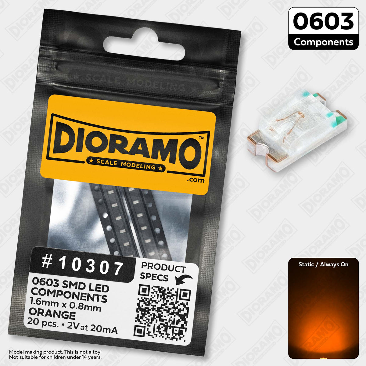 0603 Orange SMD LED Components. 20 pcs. — Dioramo Scale Modeling