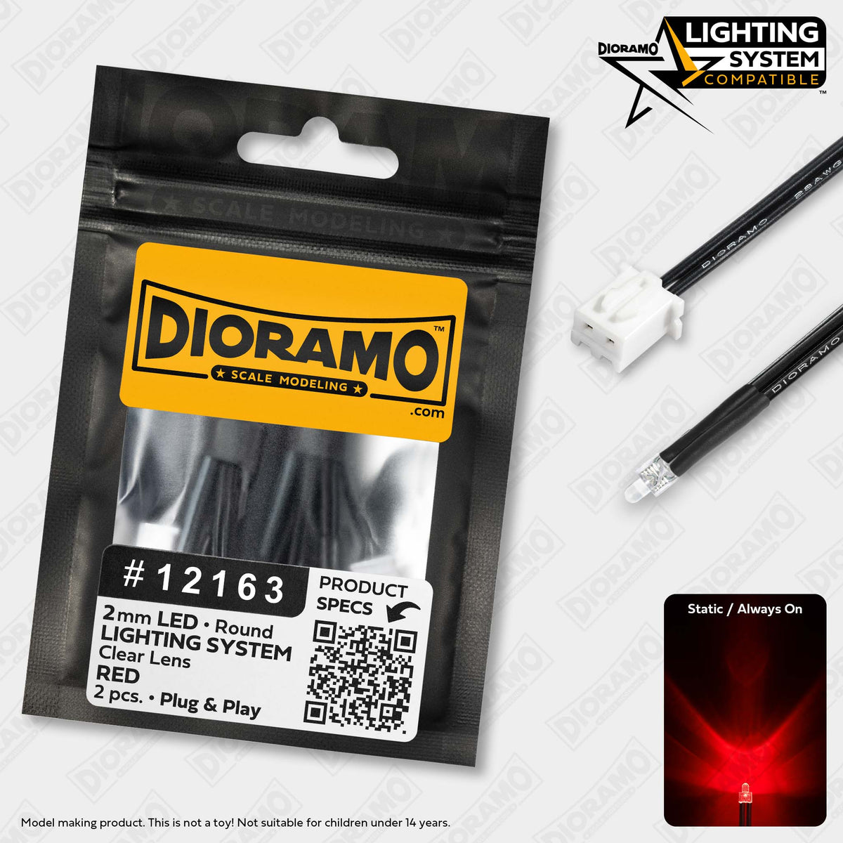 2mm Red LED. Clear Lens. Lighting System Prewired. 2 pcs. — Dioramo ...