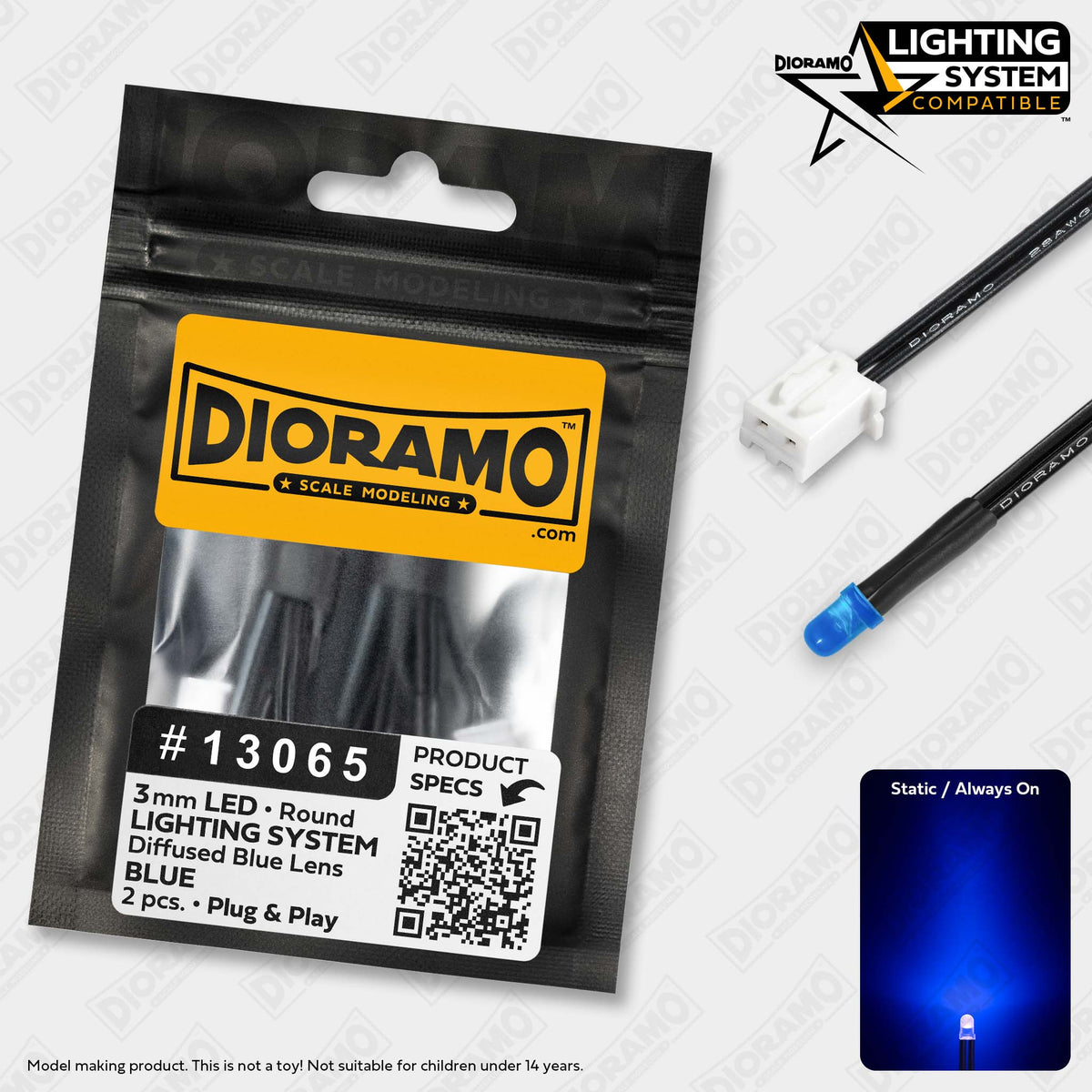 3mm Blue LED. Diffused Blue Lens. Lighting System Prewired. 2 pcs ...