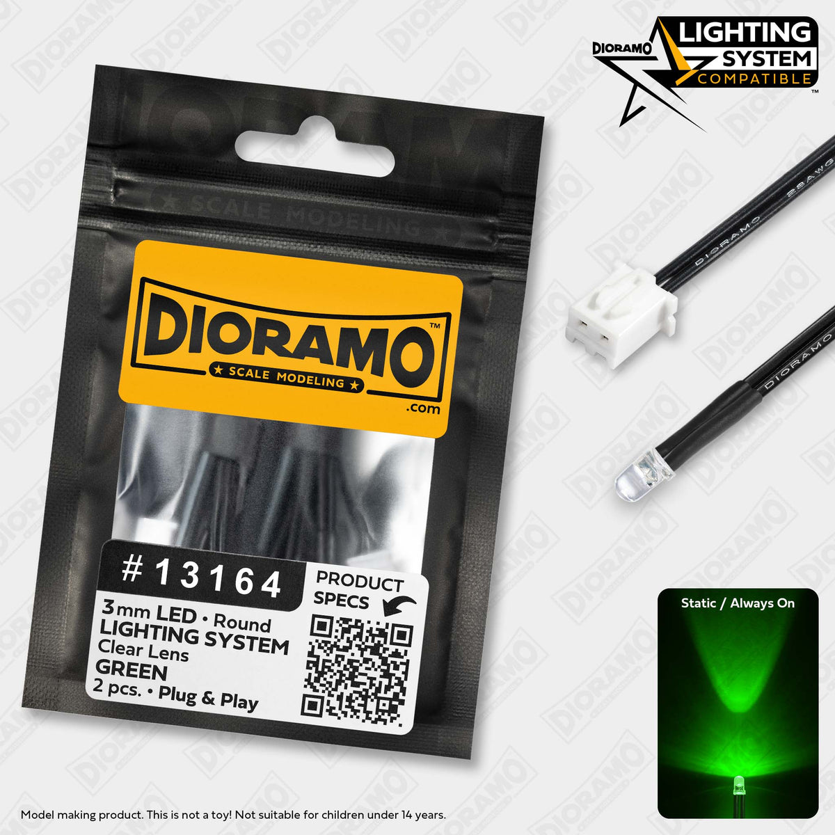 3mm Green LED. Clear Lens. Lighting System Prewired. 2 pcs. — Dioramo ...