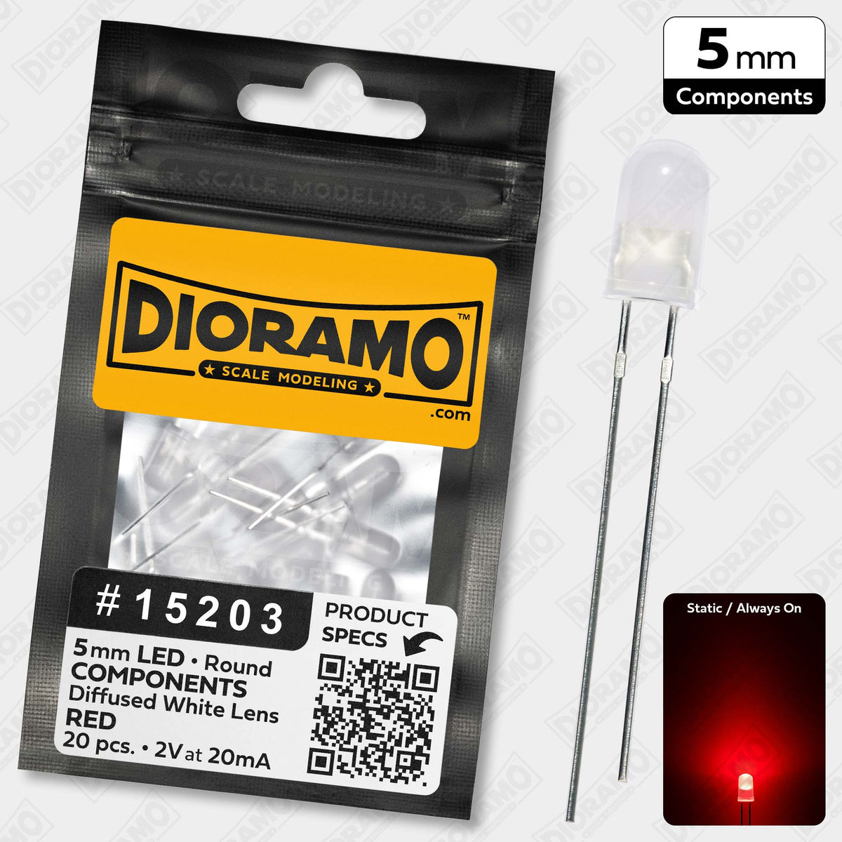 5mm Red LED Components. Diffused White Lens. Round. 20 pcs. — Dioramo ...