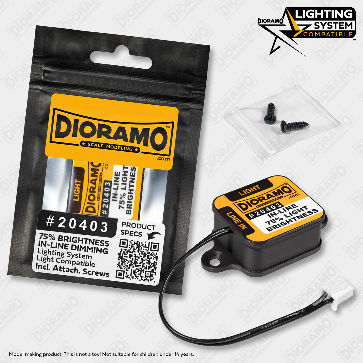 75% Light Brightness. Dioramo Lighting System In-line Dimming Adapter ...
