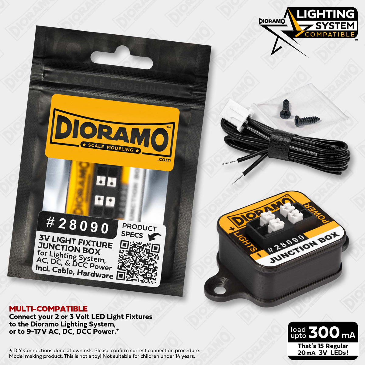 3V LED Light Fixture Junction Box for Lighting System, AC, DC, or DCC ...