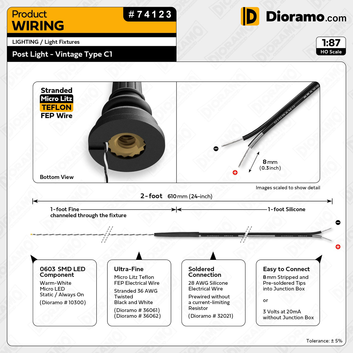 Post Light - Vintage Type C1 in 1:87 HO Scale. 3pc Set. — Dioramo Scale Modeling