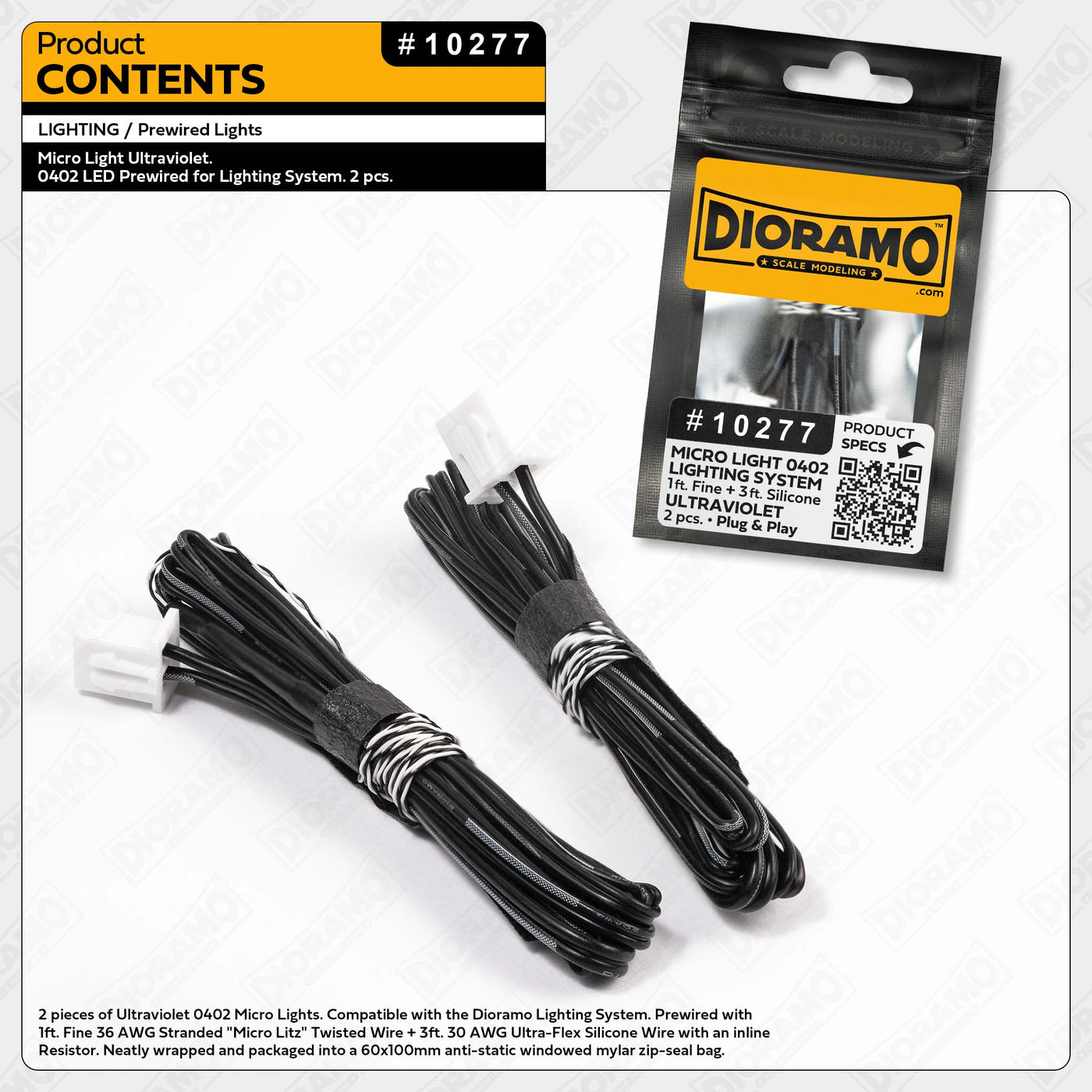 Micro Light Ultraviolet. 0402 LED Prewired for Lighting System. 2 pcs ...