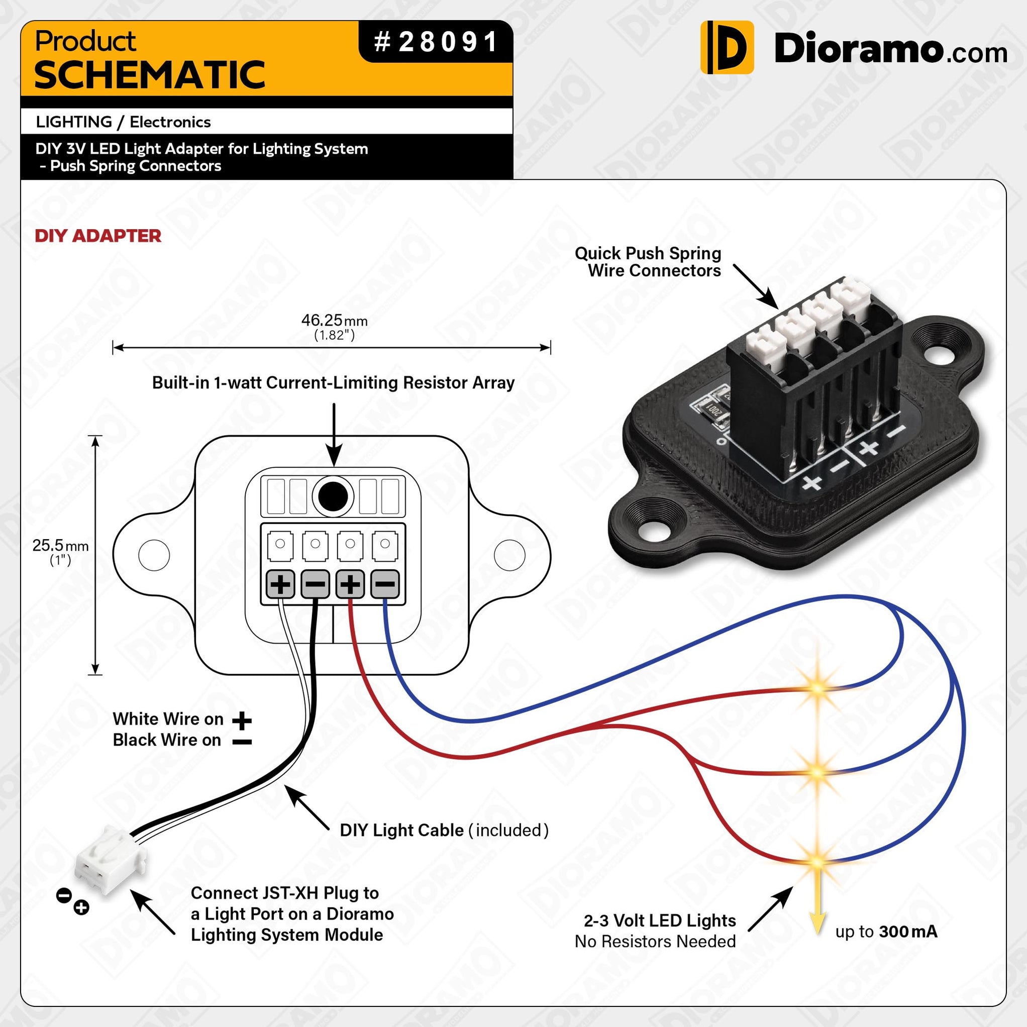 DIY 3V LED Light Adapter for Lighting System - Push Spring Connectors ...